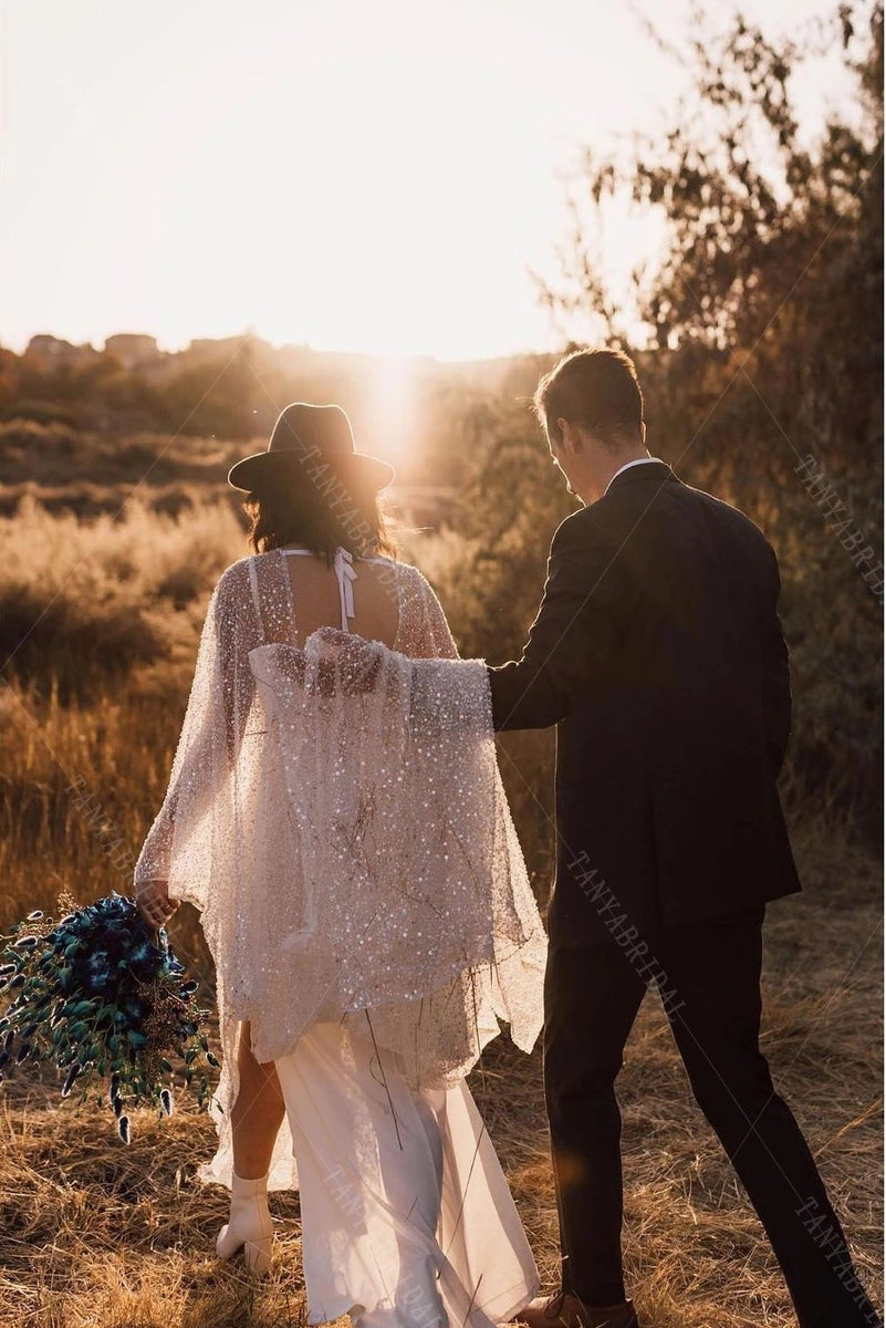 Sparkly Lace Wedding Dresses Gorgeous Flare Sleeve Noivas Sparkly Lace Wedding Dresses Gorgeous Flare Sleeve Noivas