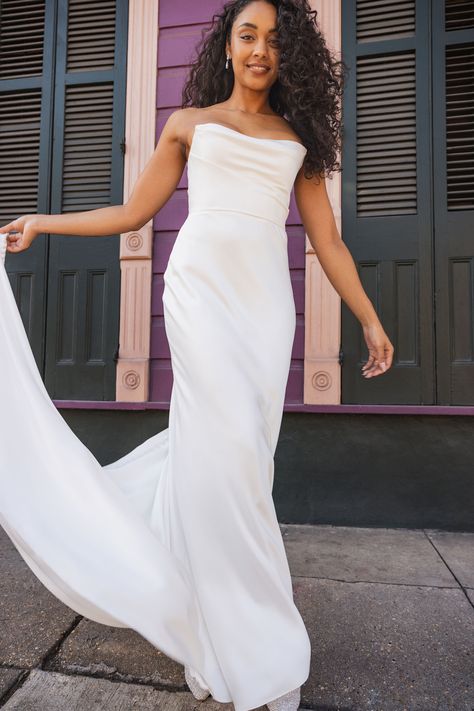 Mermaid Simple Long Wedding Dress Strapless – TANYA BRIDAL