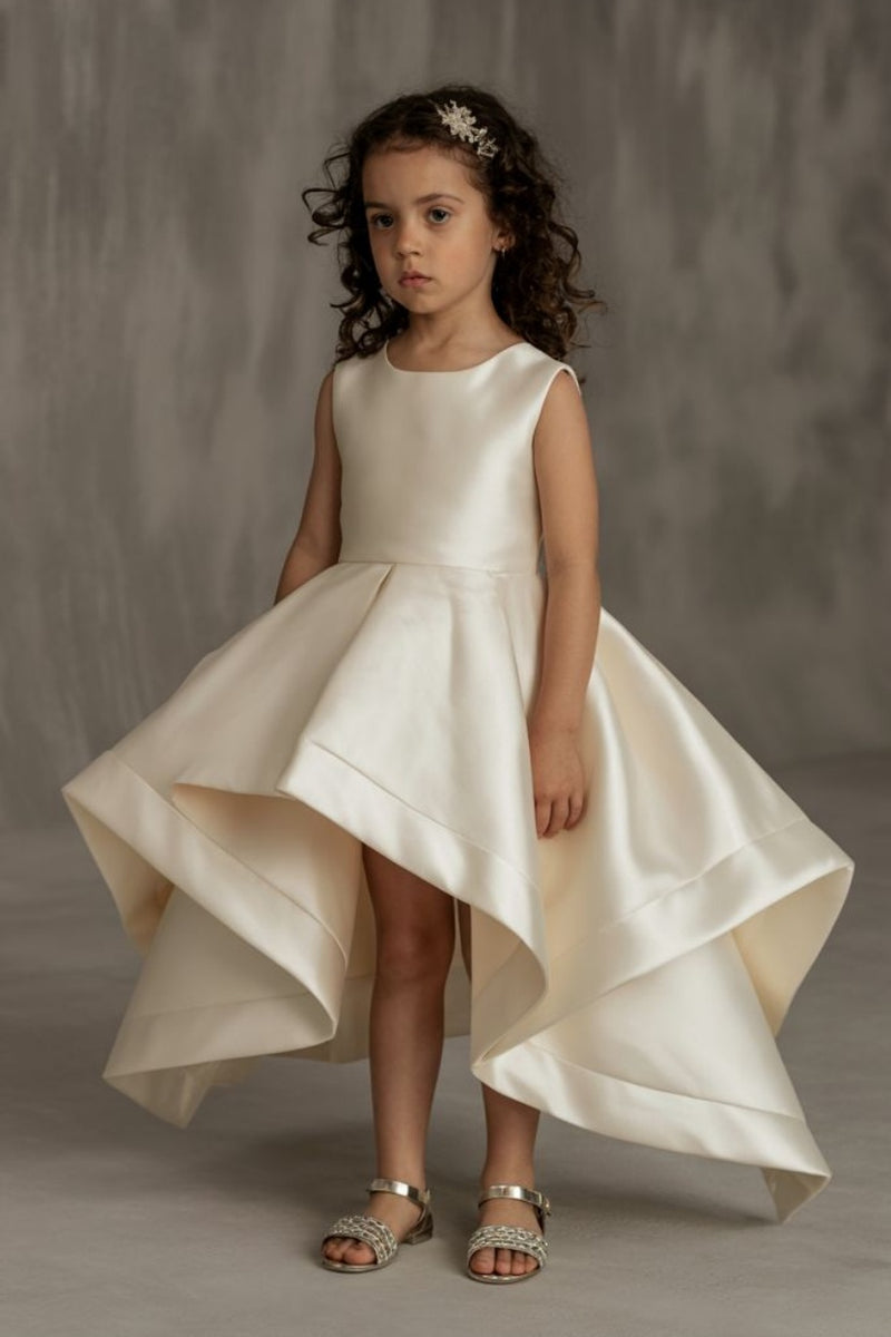 #HT9502 Unique Satin Flower Girl Dress – TANYA BRIDAL