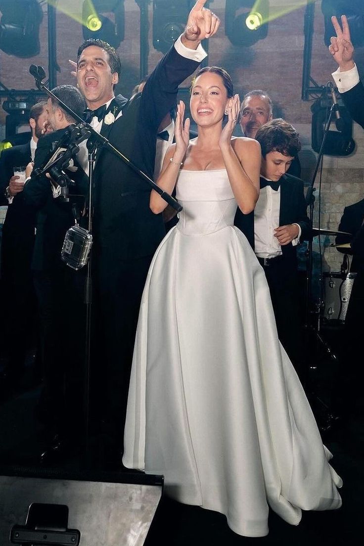White Long Satin Wedding Dress Buttons On Back – TANYA BRIDAL