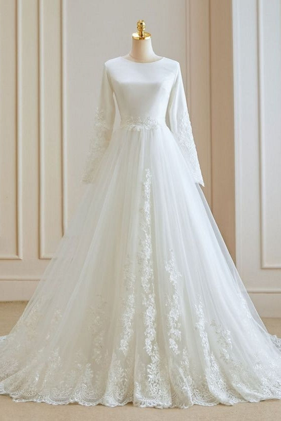 Classic Modest Ball Gown Muslim Wedding Dress – TANYA BRIDAL