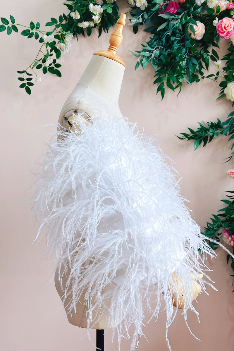 Black Puffy Detachable Ostrich Feather Sleeves For Wedding Party ...