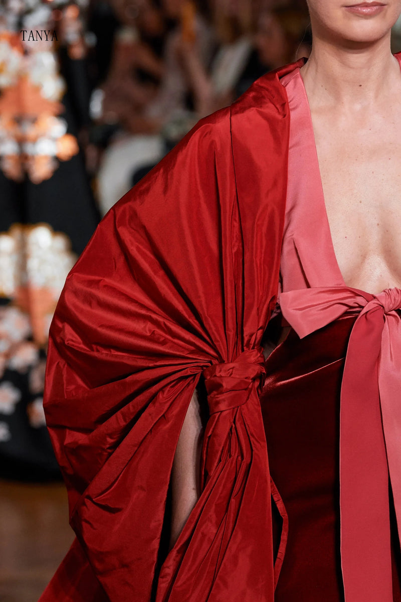 Red Taffeta Puff Wedding Cape With Long Train – TANYA BRIDAL