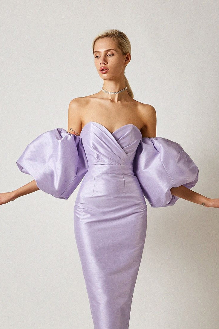 Lavender Satin Voluminous Sleeves DG060 – TANYA BRIDAL