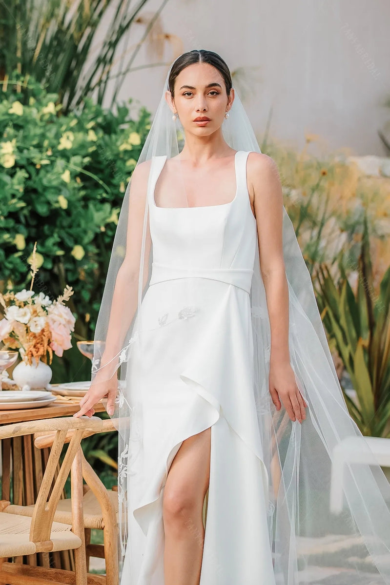 Elegant Angles Wedding Dress Crepe Column – TANYA BRIDAL