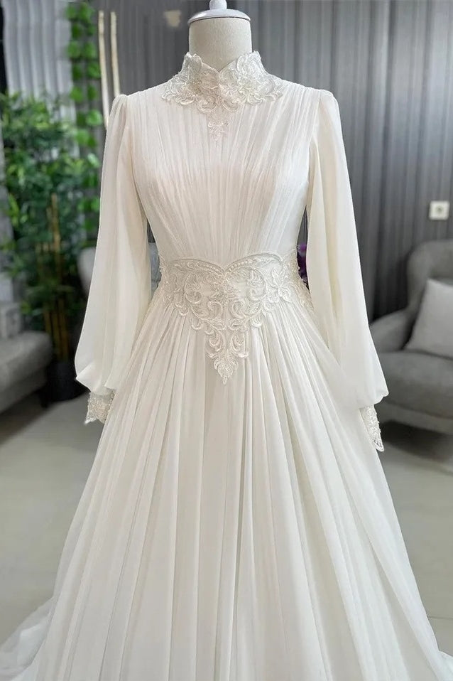Bohemian Long Chiffon Muslim Wedding Dress A Line Floor Length – TANYA ...
