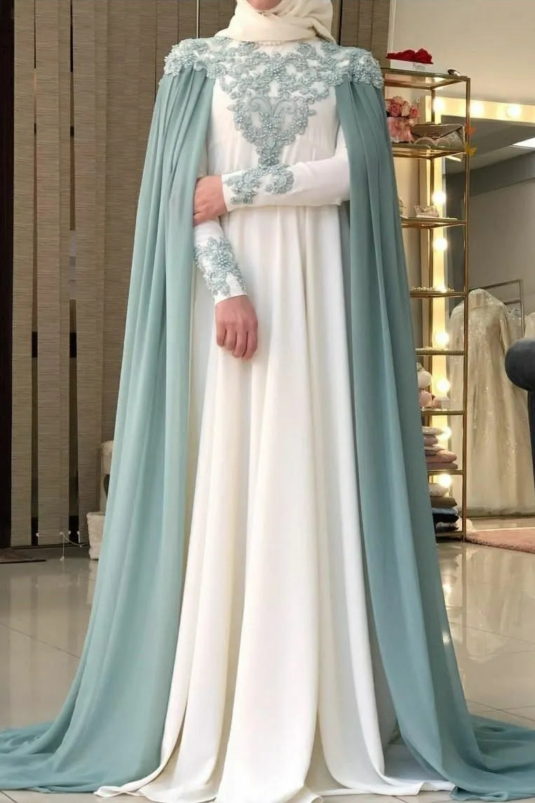 Robe De Mariée Muslim Hijab Wedding Dresses Pearls – TANYA BRIDAL