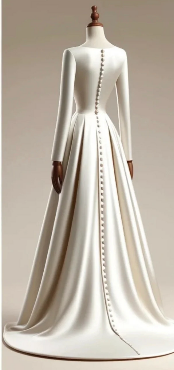 Elegant Simple Satin A Line Wedding Dress Buttons Back – TANYA BRIDAL