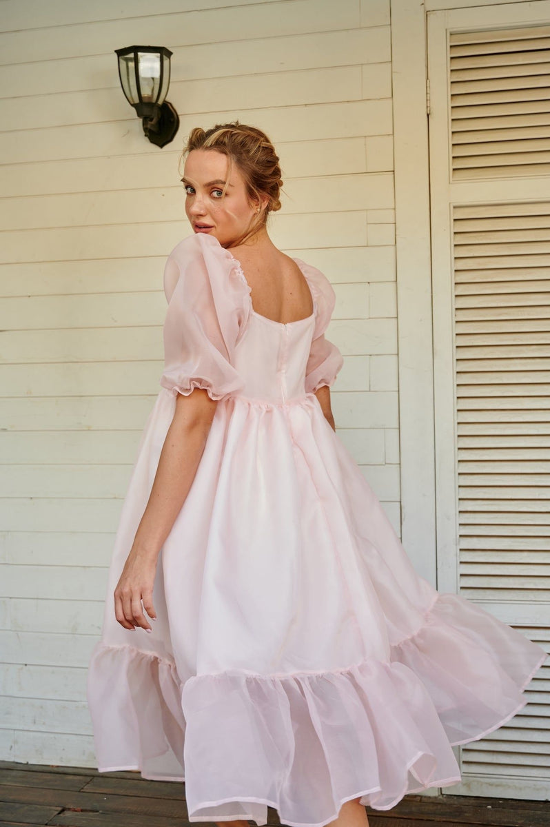 Pink Ruffles Bohemian A Line Mid Calf Length Homecoming Dress – TANYA ...