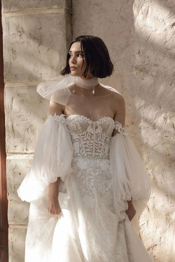 Two Layers Puffly Romantic Detachable Tulle Sleeves – TANYA BRIDAL