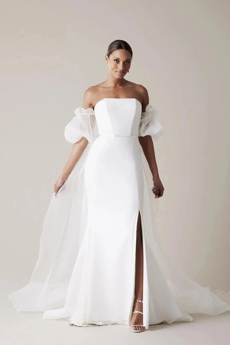 Ultimate Dramatic Cape Off The Shoulder Puff Sleeve With Sheer Organza ...