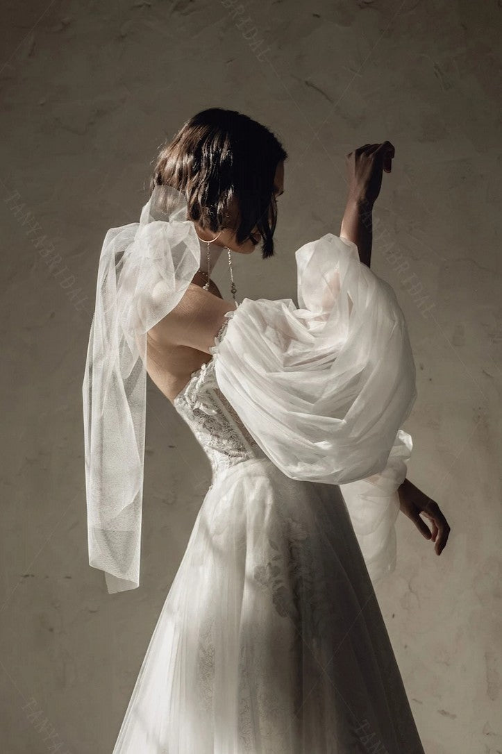 Two Layers Puffly Romantic Detachable Tulle Sleeves – TANYA BRIDAL