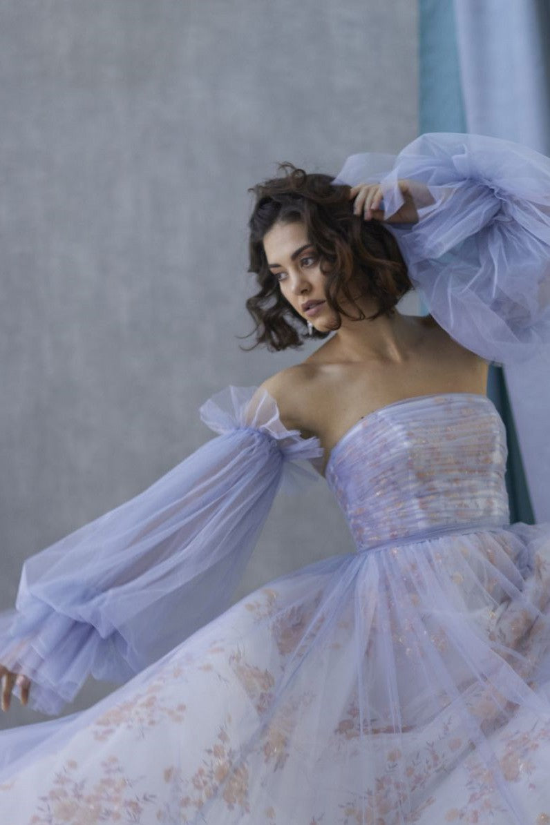 Detachable Tulle Sleeves Cuffed With Simple Tie Billowing DG202 – TANYA ...