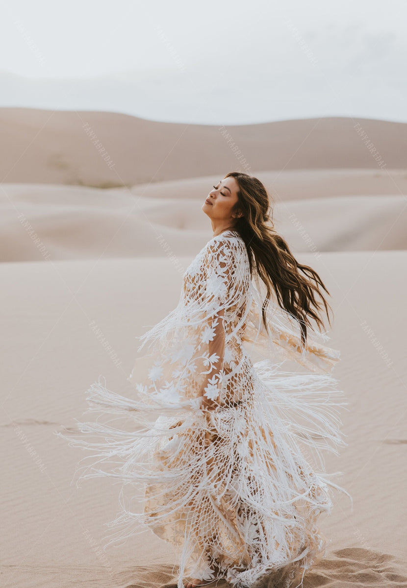 Dreamy Boho Wedding Dresses Fringers Tassel Romantic Bridal Gowns Enga ...